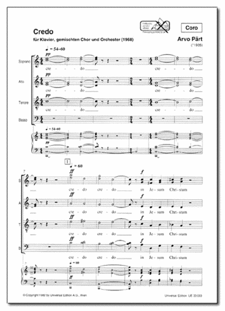 Credo by Arvo Pärt - 4-Part - Sheet Music | Sheet Music Plus
