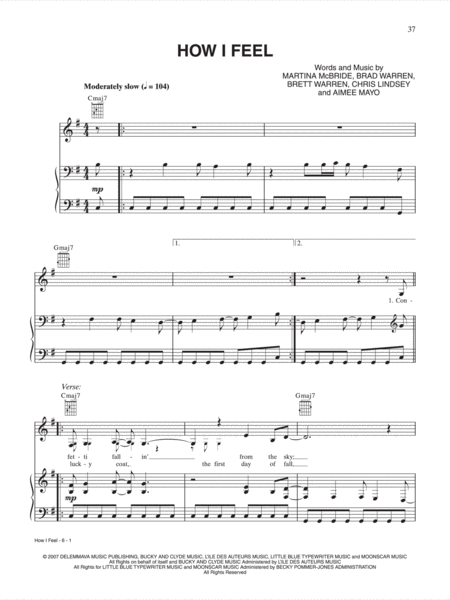 How I Feel by - Piano, Vocal, Guitar - Digital Sheet Music | Sheet ...