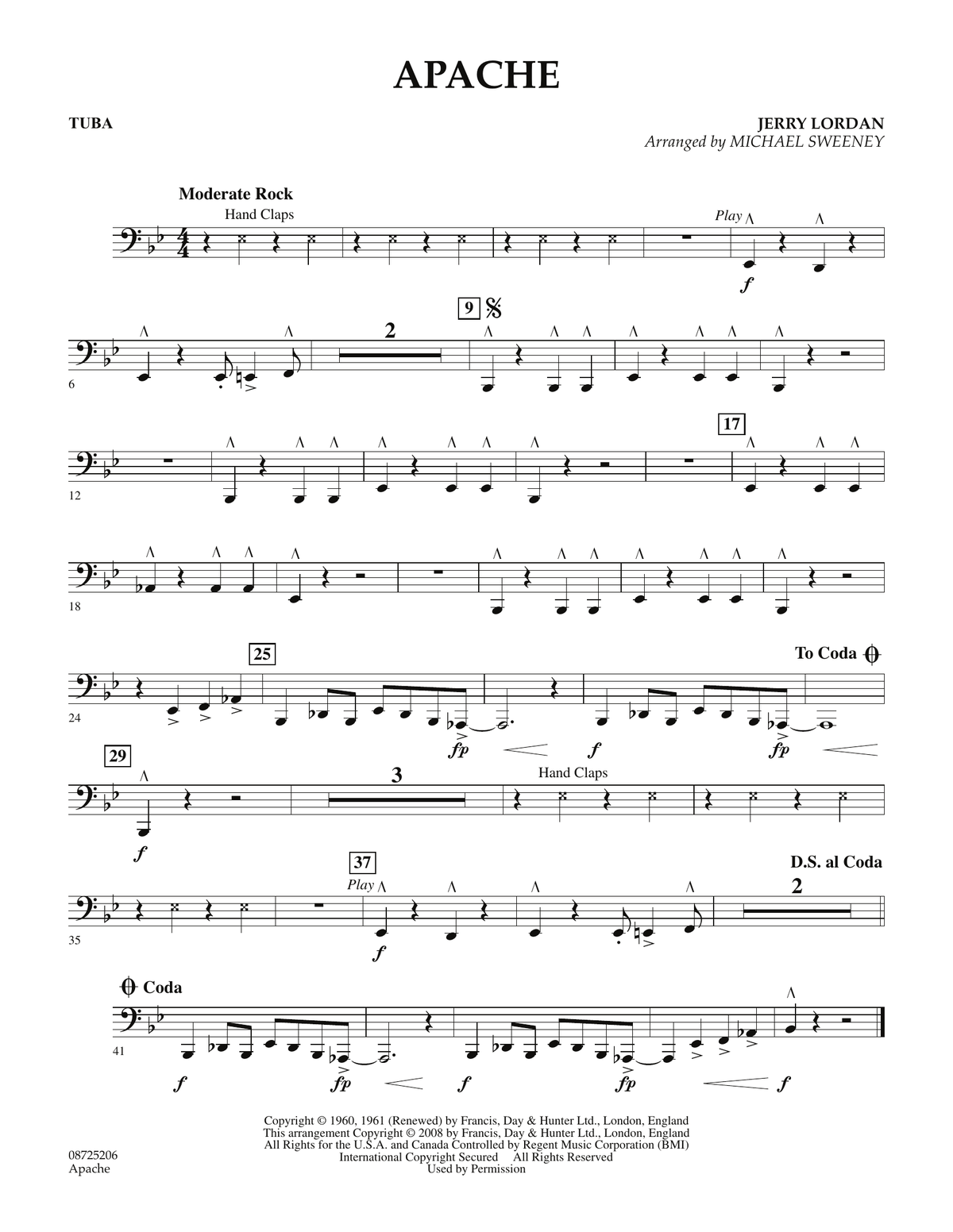 Apache (Percussion Section Feature) - Tuba by Jerry Lordan - Concert ...