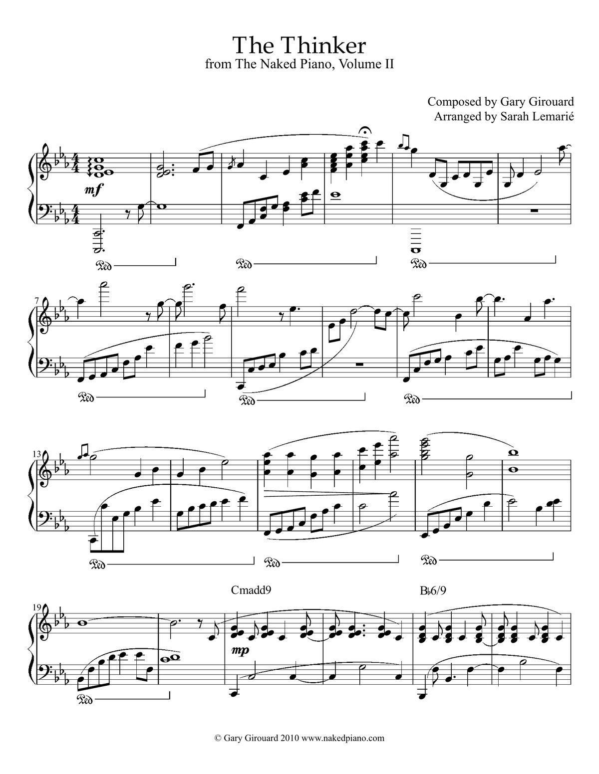 The Thinker by Gary Girouard - Piano Solo - Digital Sheet Music | Sheet ...
