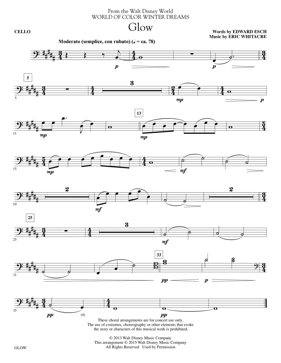 Glow - Cello by Eric Whitacre - Choir - Digital Sheet Music | Sheet ...