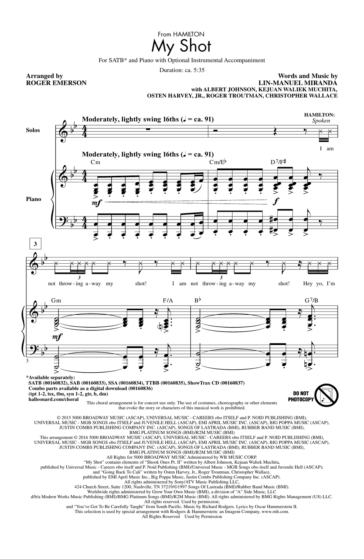 My Shot (from Hamilton) (arr. Roger Emerson) by - 4-Part - Digital ...