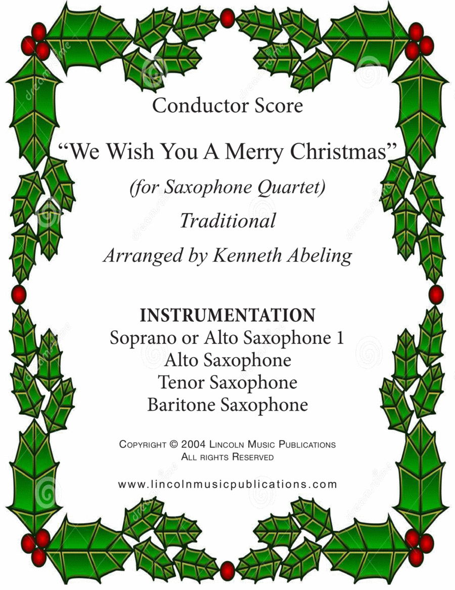 We Wish You a Merry Christmas (Saxophone Quartet SATB or AATB) by ...