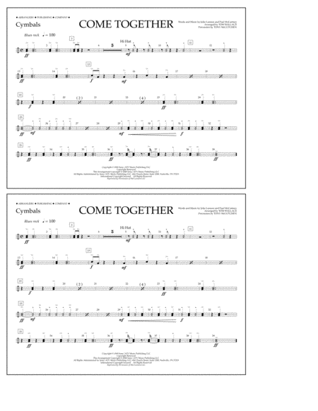 Come Together (arr. Tom Wallace) - Cymbals by The Beatles - Marching ...