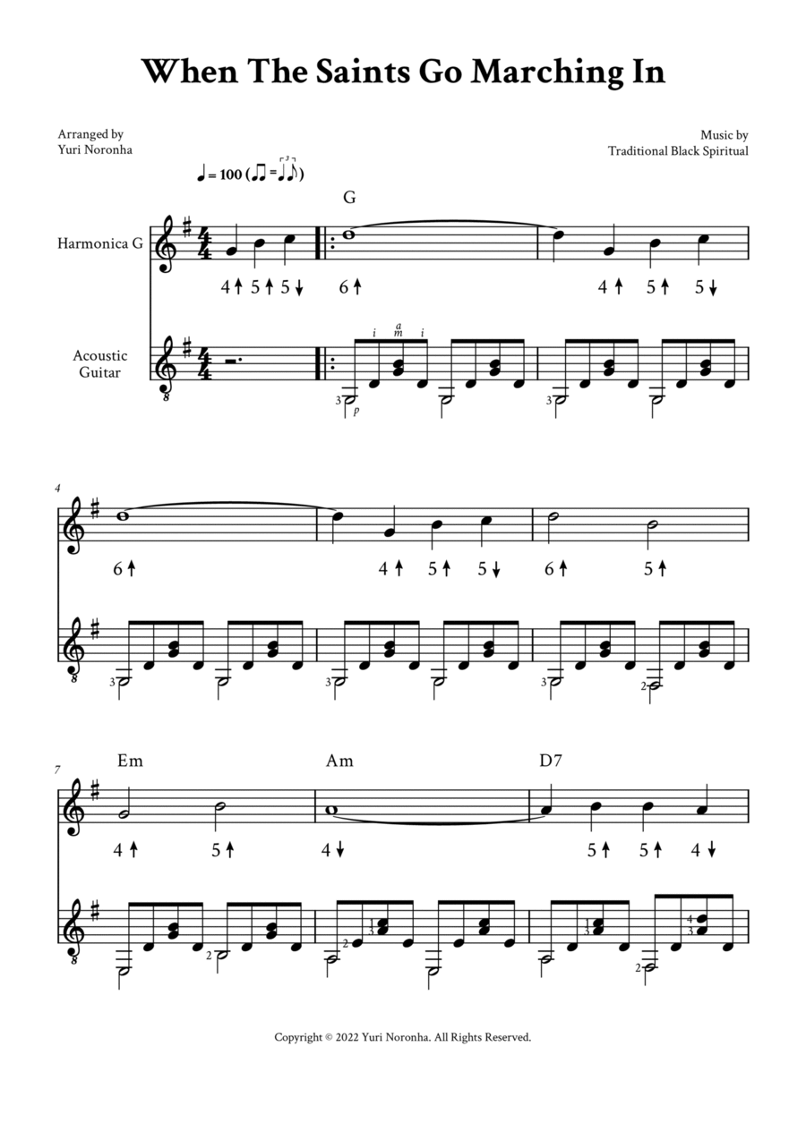 When The Saints Go Marching In - Duet For Harmonica G and Acoustic ...