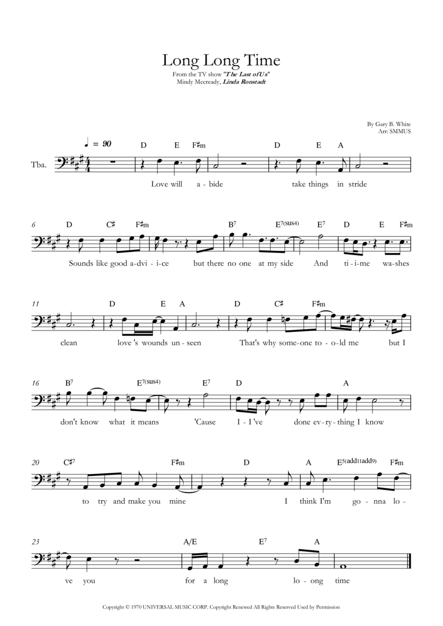 Long Long Time by Linda Ronstadt - Tuba - Digital Sheet Music | Sheet ...