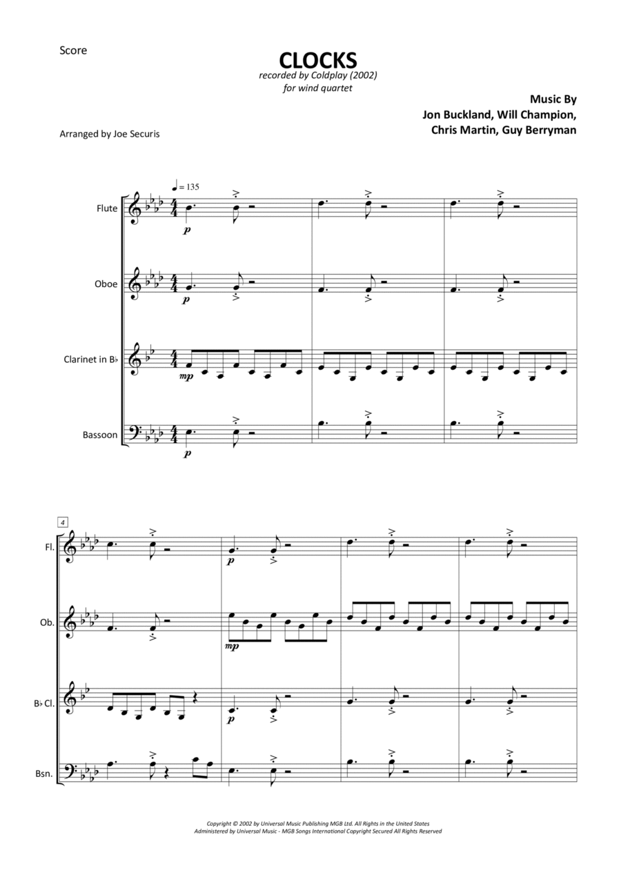 Clocks by Chris Martin; Guy Berryman; Jon Buckland; Will Champion ...