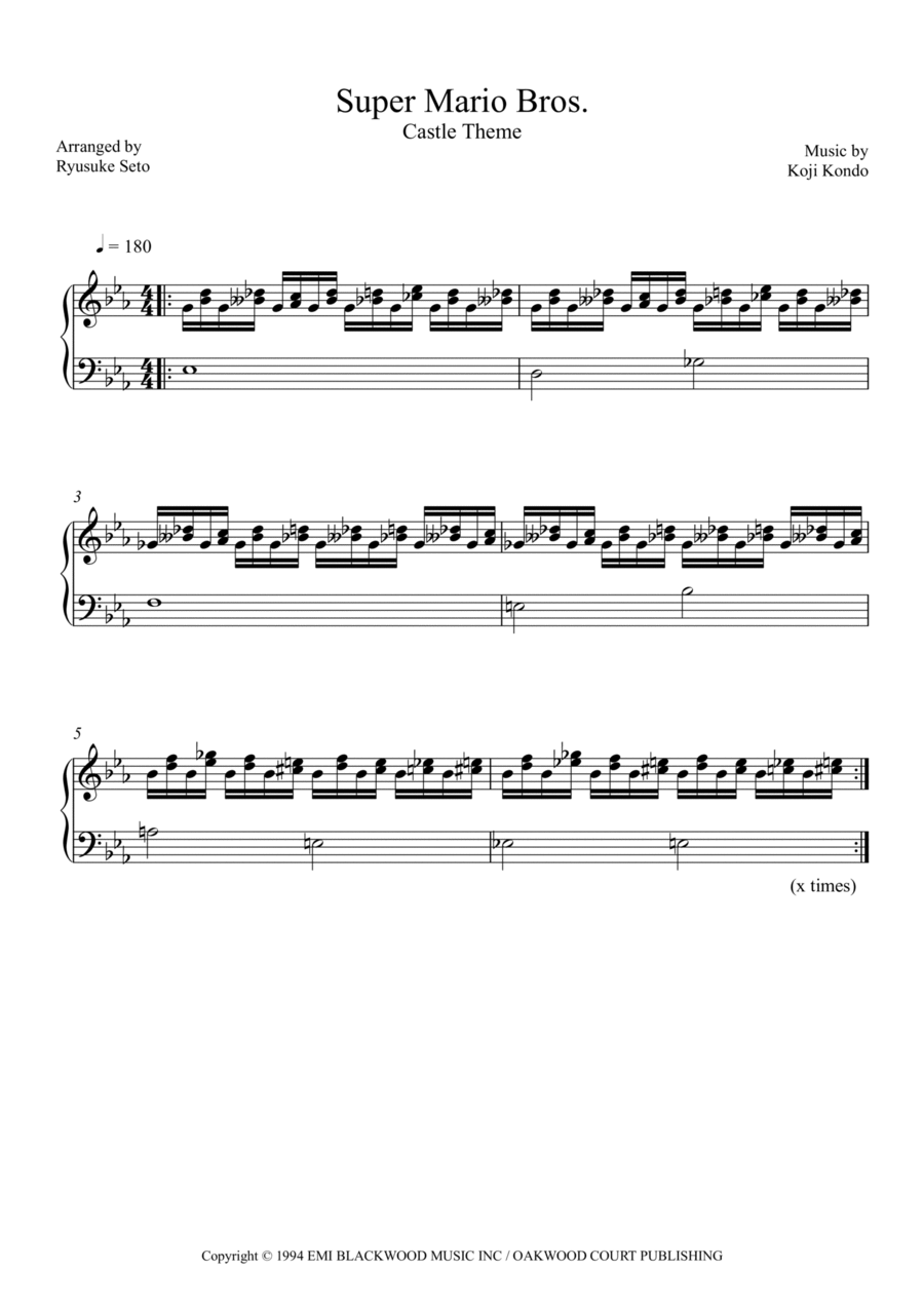 Super Mario Bros Theme - Piano Solo - Digital Sheet Music | Sheet Music ...