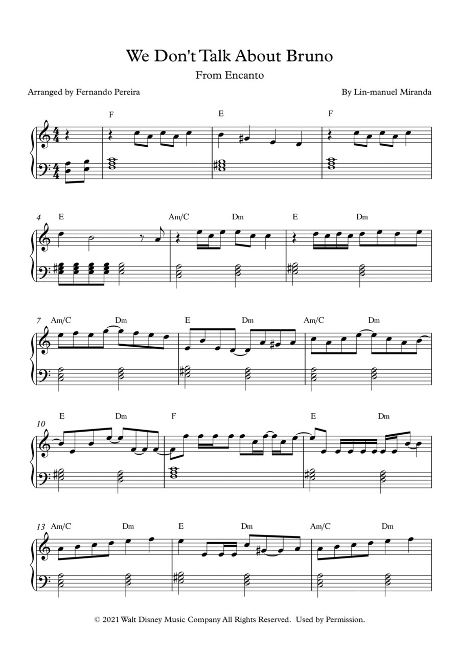 We Don't Talk About Bruno by Lin-Manuel Miranda - Easy Piano - Digital ...