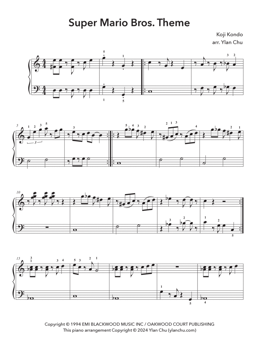 Super Mario Bros Theme - Easy Piano - Digital Sheet Music | Sheet Music ...
