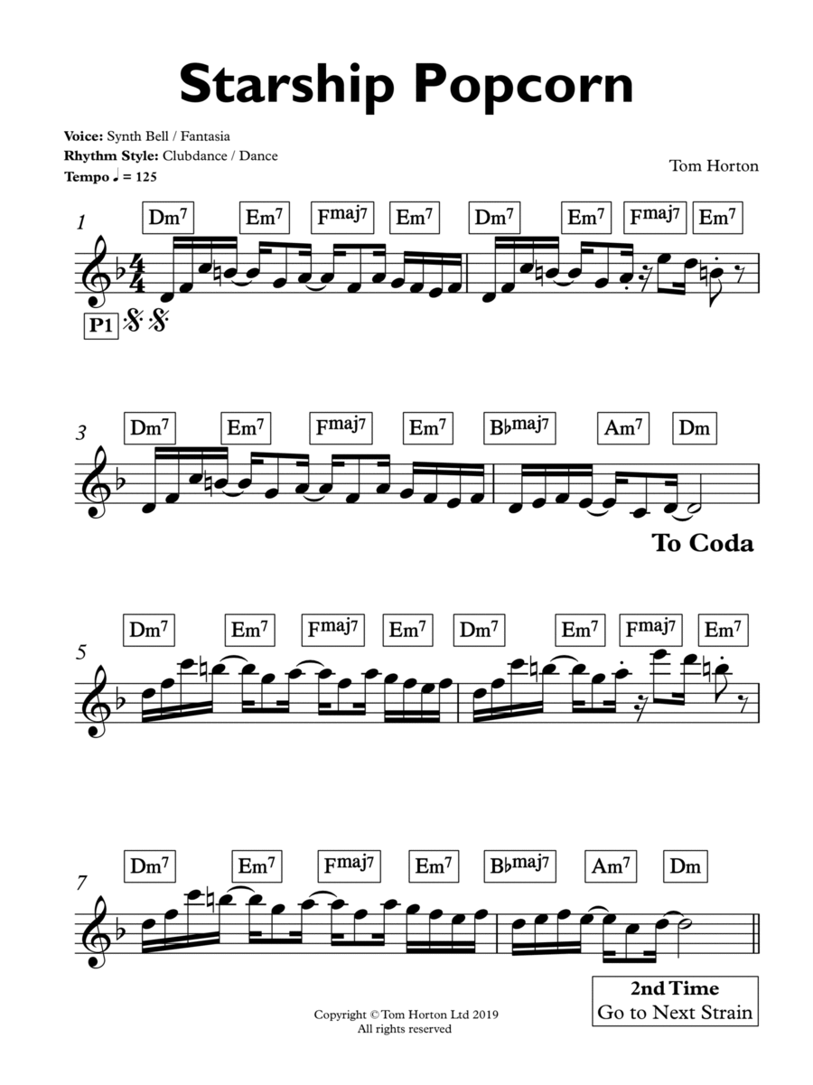 Starship Popcorn by Tom Horton - Piano - Digital Sheet Music | Sheet ...