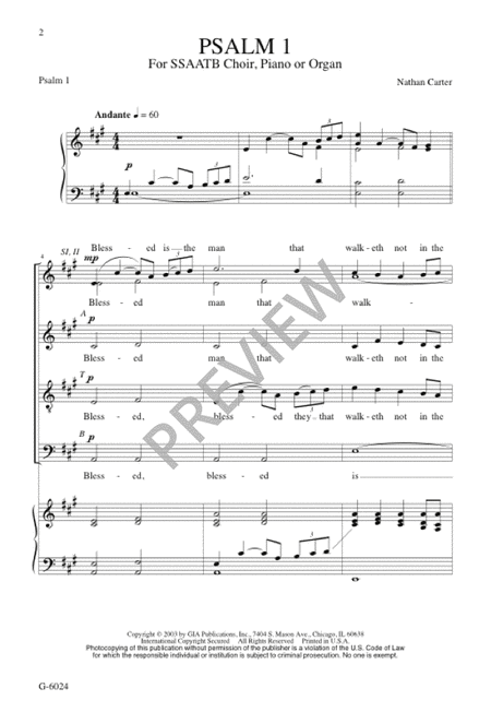 Psalm 1 by Nathan Carter - SSATB - Sheet Music | Sheet Music Plus